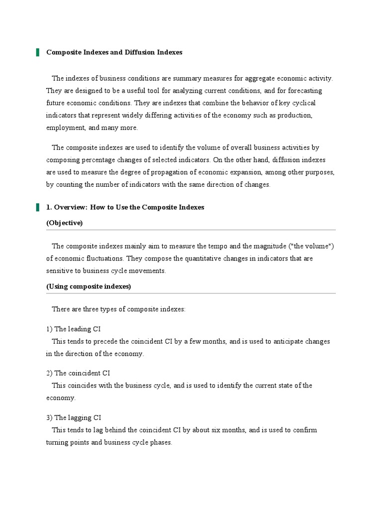 Composite Indexes and Diffusion Indexe1 | PDF | Forecasting | Accuracy ...