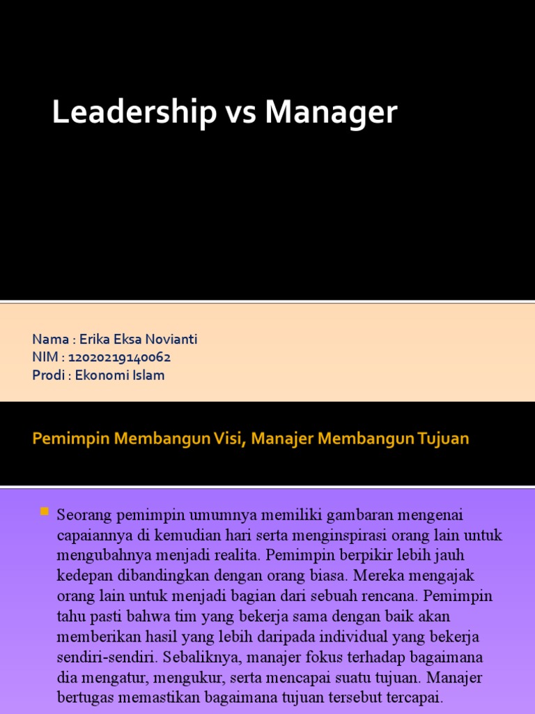 Leadership Vs Manager | PDF