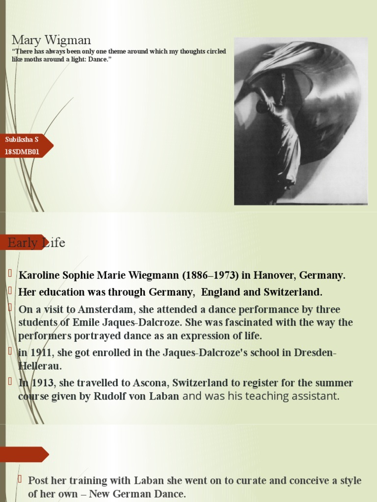 Mary Wigman: Pioneer of Ausdruckstanz and Modern Dance in Germany | PDF ...