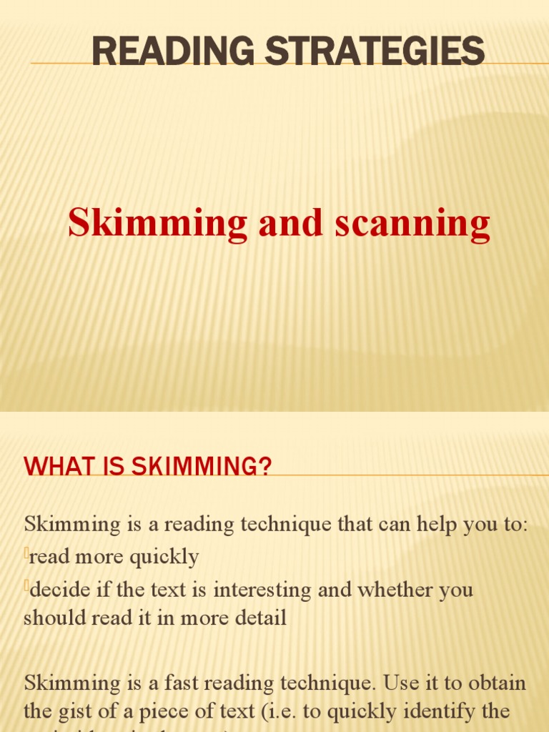Reading Strategies: Skimming and Scanning | PDF