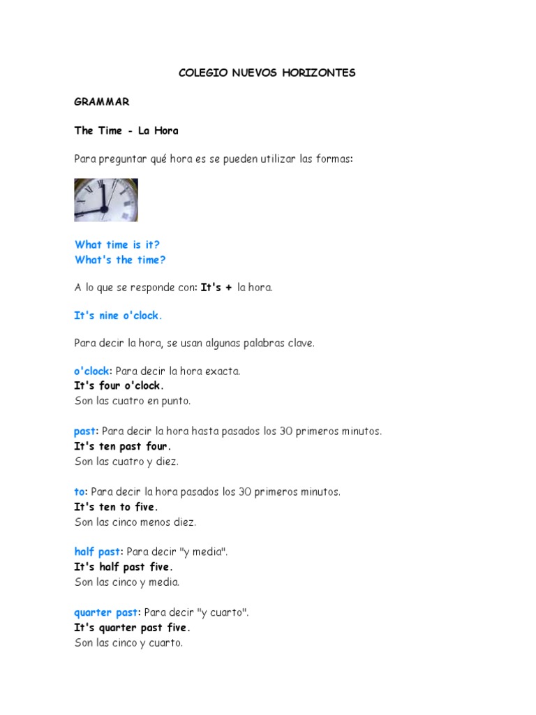 Grammar - The Time | PDF | Artes del Lenguaje y Comunicación