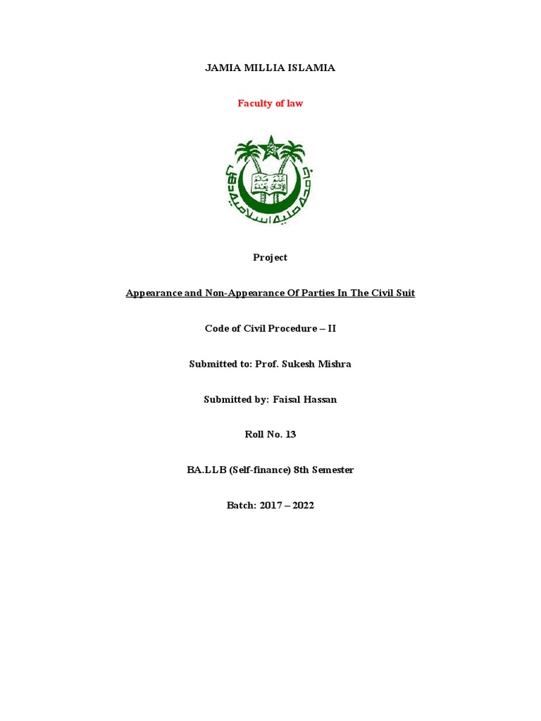 Code of Civil Procedure - II (Faisal Hassan) | PDF | Summons | Lawsuit