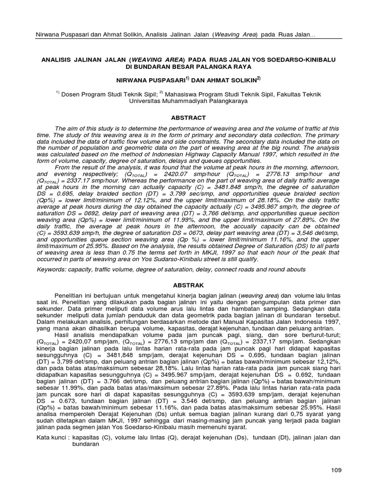 Analisis Jalinan Jalan Weaving Area Pada 7c364f87 | PDF | Teaching ...