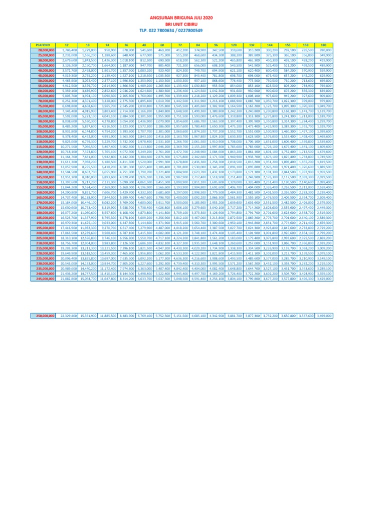 BRI Cibiru Loan Installments | PDF