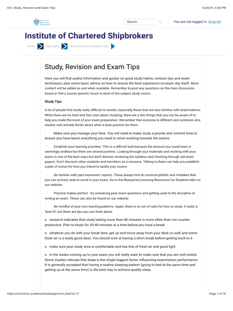 ICS: Study, Revision and Exam Tips | PDF | Question | Port
