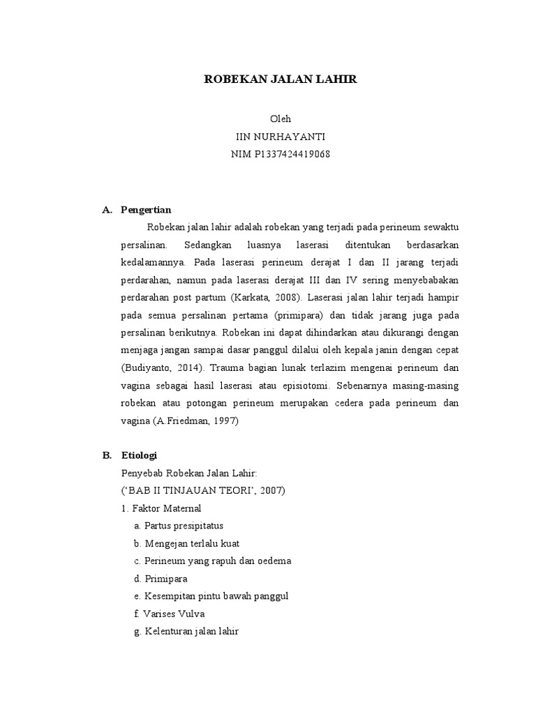 Klasifikasi dan Penanganan Robekan Perineum | PDF | Sains & Matematika