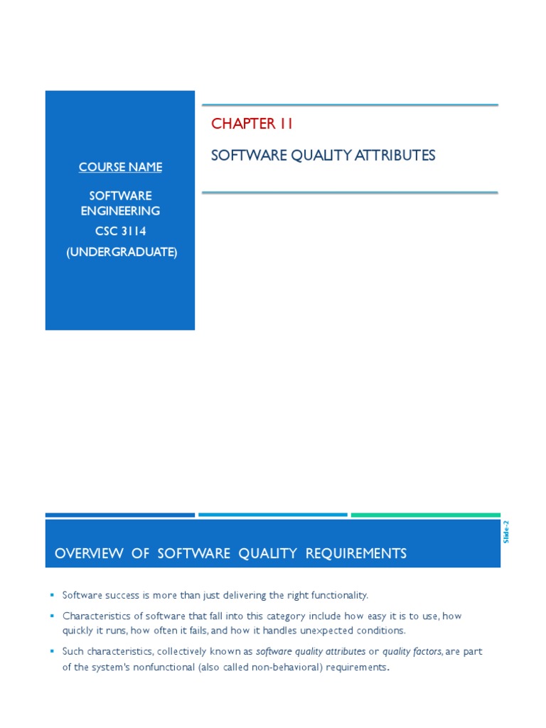 SE - Ch.11 - Software Quality Attributes | PDF | Reliability ...