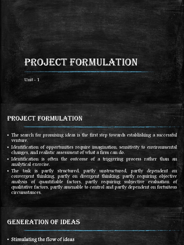 Unit 1 - Project Formulation | PDF | Demand | Survey Methodology