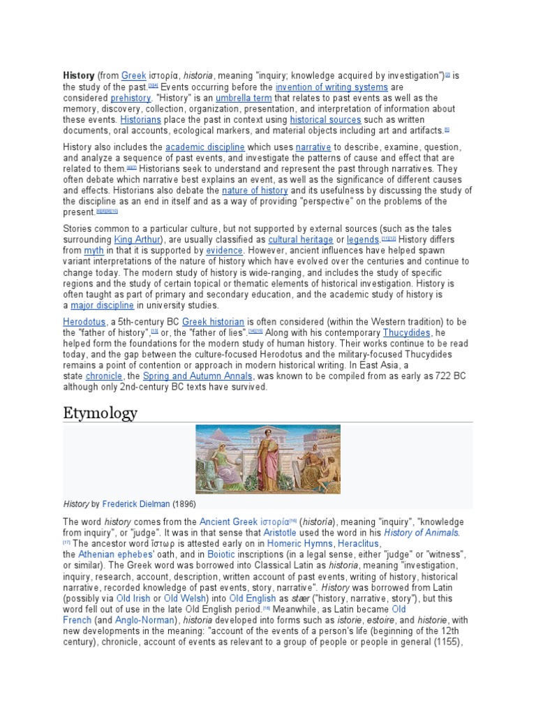 Etymology: History (From | PDF | Historian | Historiography