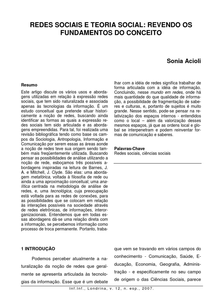 Redes Sociais | PDF | Movimentos sociais | Sociologia