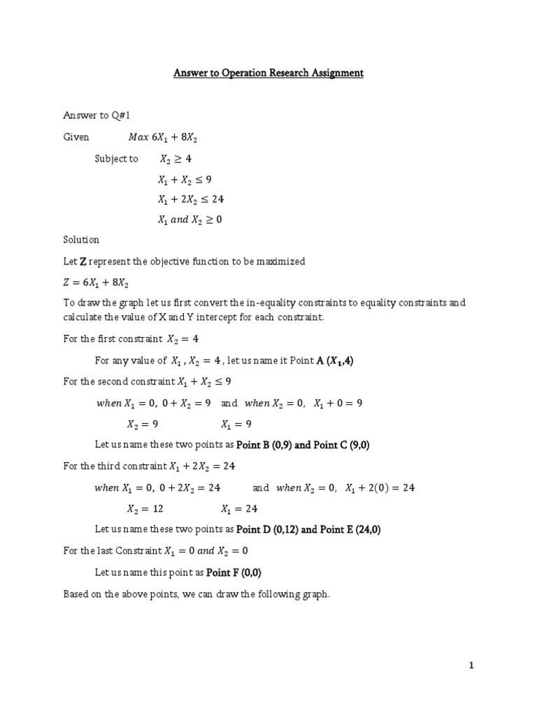 Answer To Operation Research Assignment (AOR) | PDF | Mathematical Logic | Matrix (Mathematics)