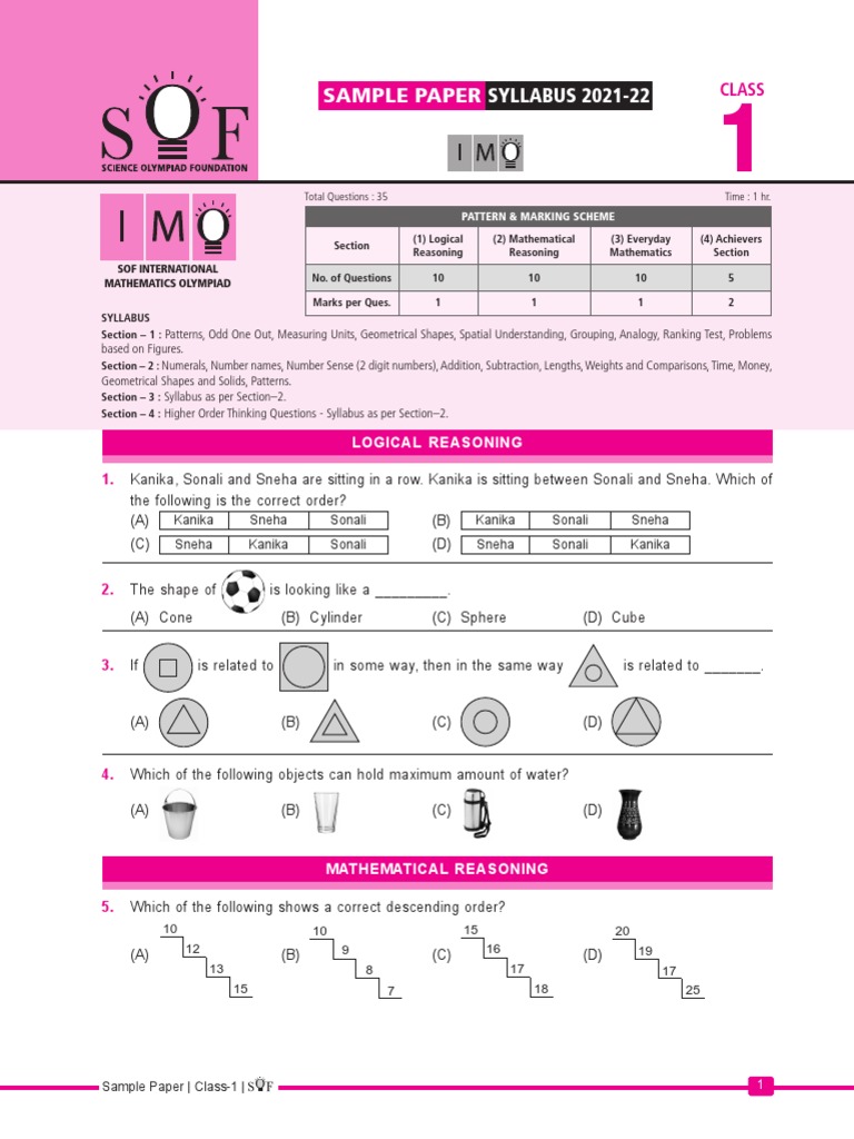 Imo Class-1 | PDF | Shape | Reason