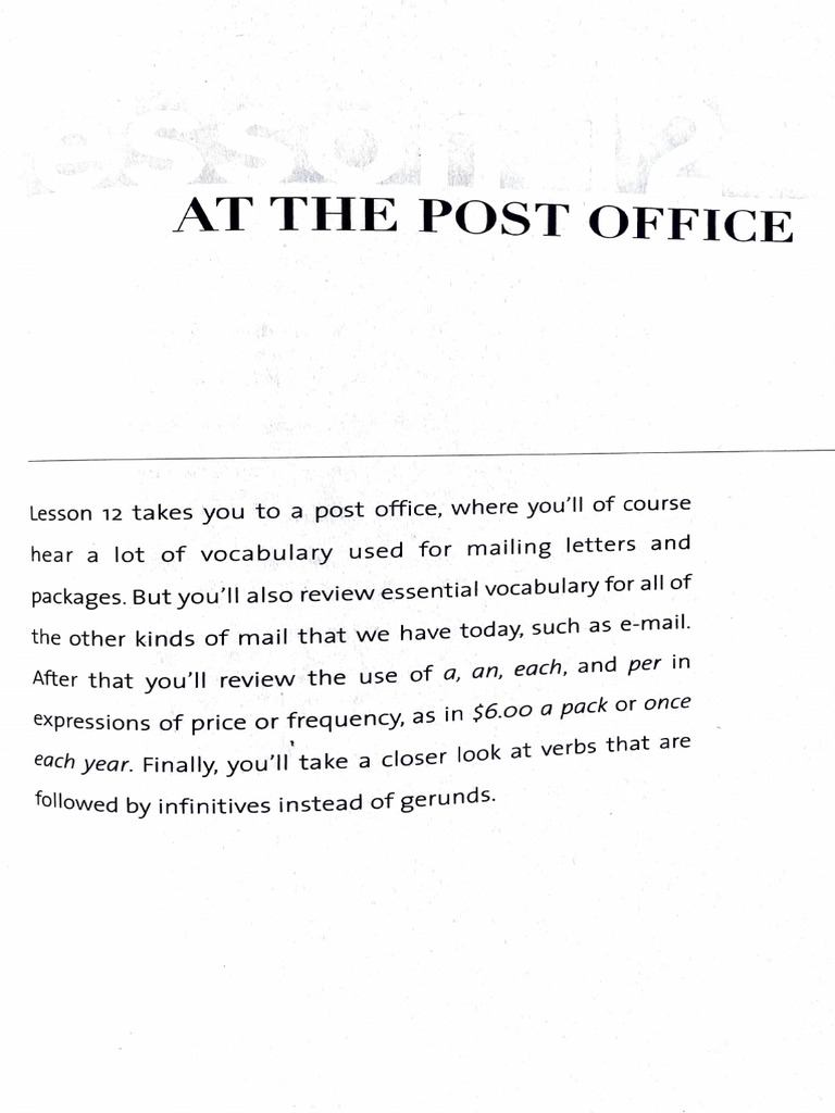 Post Office Vocabulary & Grammar | PDF | Mail | United States Postal ...