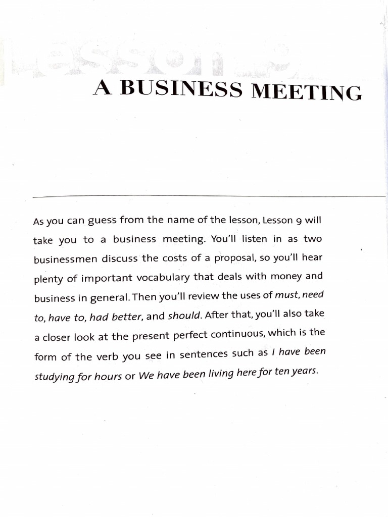 Business Meeting Vocabulary and Strategies | PDF | Linguistics ...