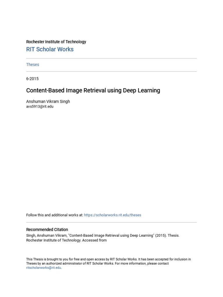 Content Based Image Retrieval Using Deep Learning Pdf Deep Learning Image Segmentation