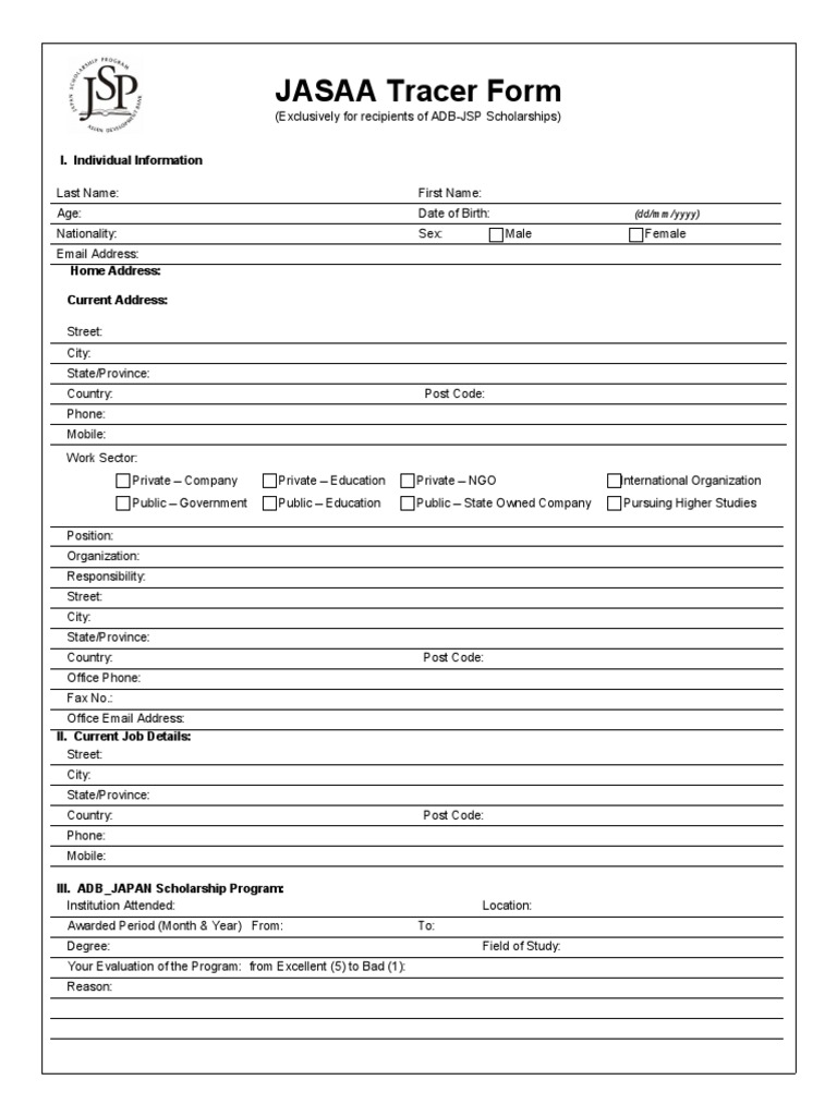 JASAA Tracer Form: I. Individual Information | PDF | Business | Further ...
