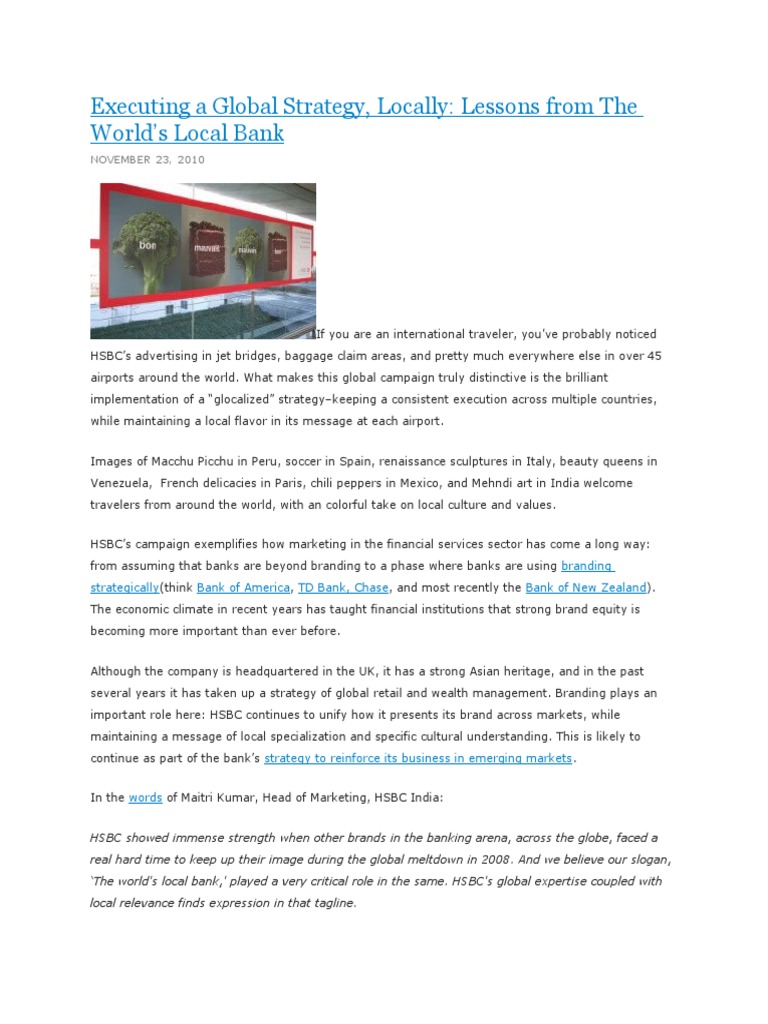 HSBC's Lessons in Executing a Global Strategy Locally | PDF | Brand ...