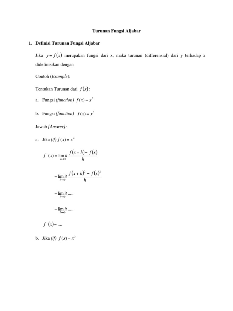 Modul Turunan Fungsi Aljabar | PDF