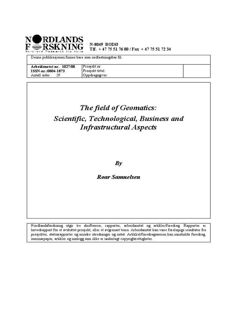 The Field of Geomatics: Scientific, Technological, Business and ...