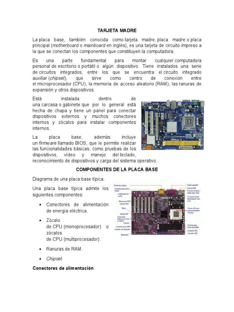 Tarjeta Madre | PDF | Hardware de la computadora | Tecnología de información y comunicaciones