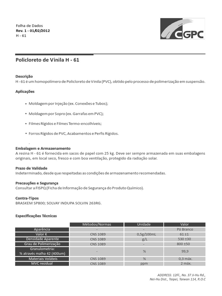 Ficha Tecnica CGPC - H61 | PDF