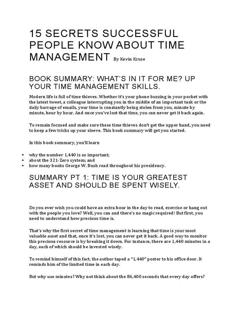 15 Time Management Secrets for Success | PDF | Time Management ...