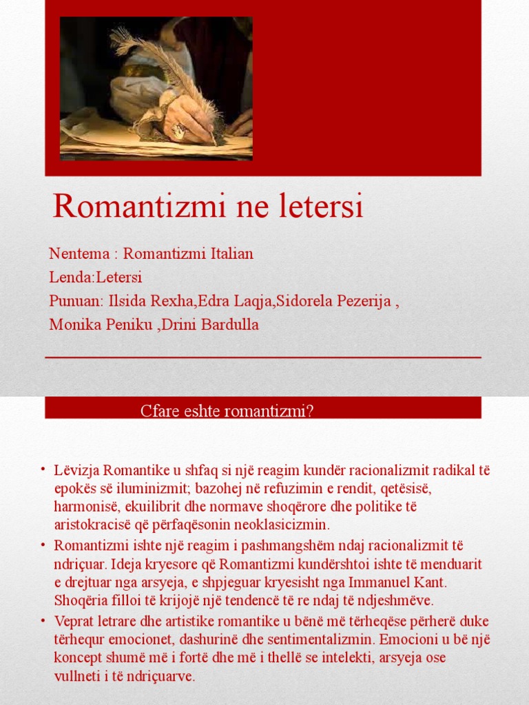 Romantizmi Ne Letersi Projekt Perfundimtar2 | PDF