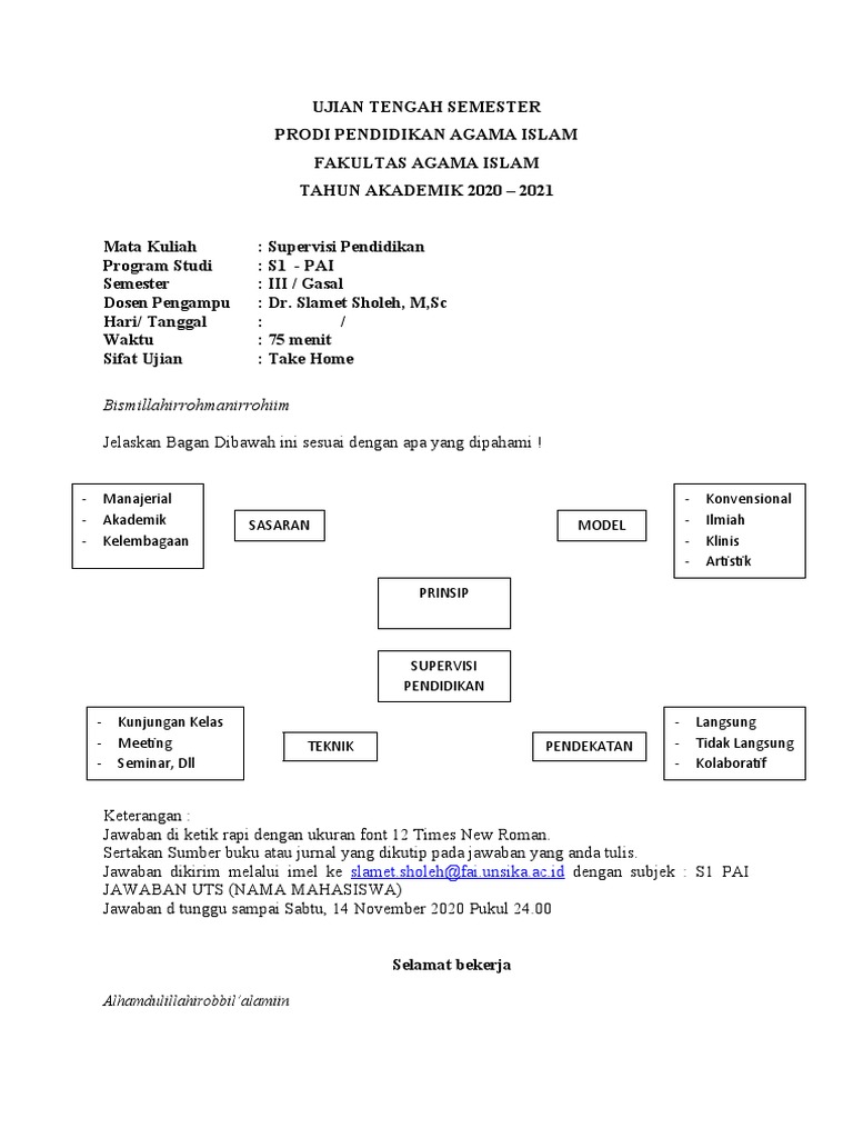 UTS S1 - PAI - Supervisi - Slamet Sholeh | PDF