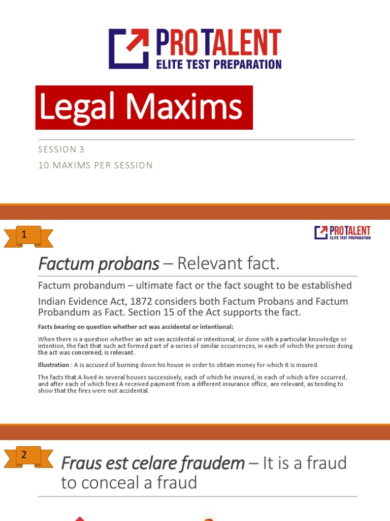 Legal Maxims: Session 3 10 Maxims Per Session | PDF | Ethical ...