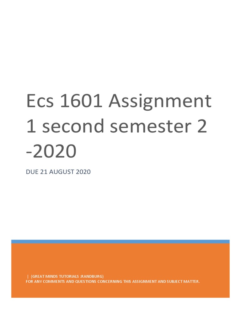 Ecs1601 Assignment 1 Second Semester 2020 | PDF | Demand For Money ...