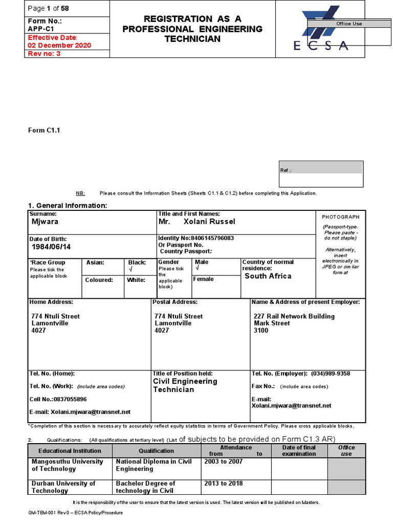 AutoRecovery Save Of Russel Xolani Mjwara ECSA REPORT 1 PDF Fine