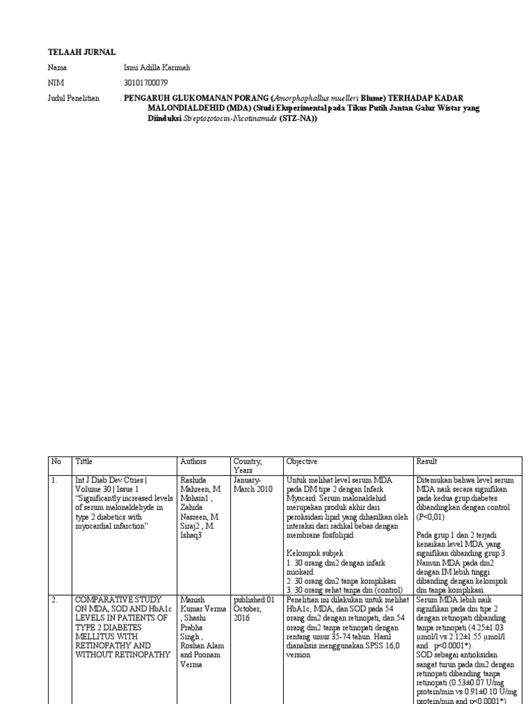 Efek Glukomanan Porang pada MDA | PDF