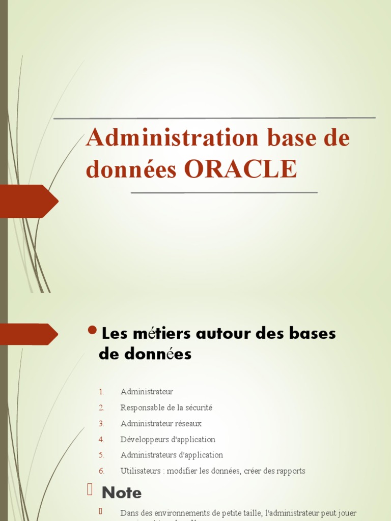 Cours1Chapitre2 Architecture Oracle | PDF | Base de données Oracle ...