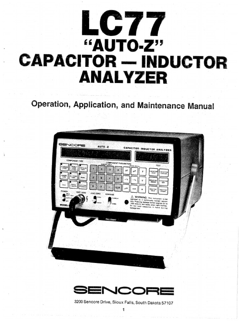 Sencore Lc77 Operation | PDF