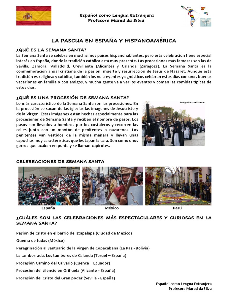 La Pascua en España y Hispanoamérica - Alumno | PDF | Pascua de ...