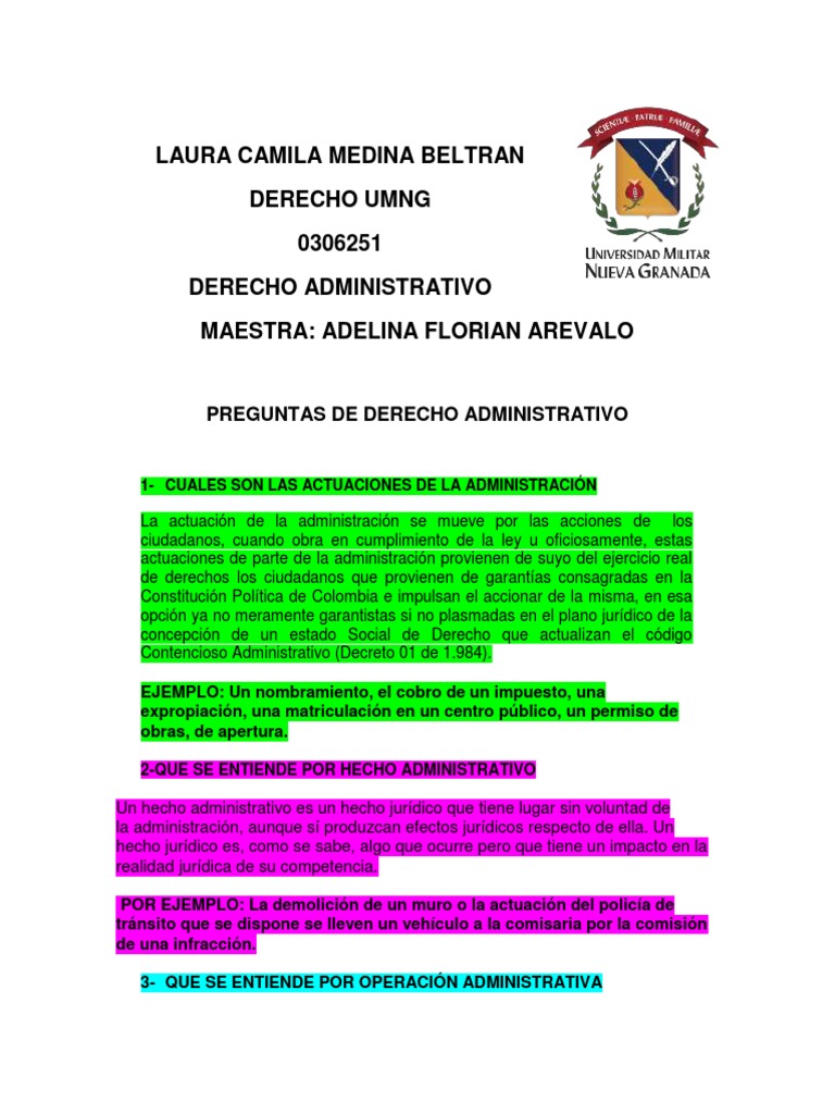 Preguntas de Derecho Administrativo | PDF | Ley administrativa | Ley Pública