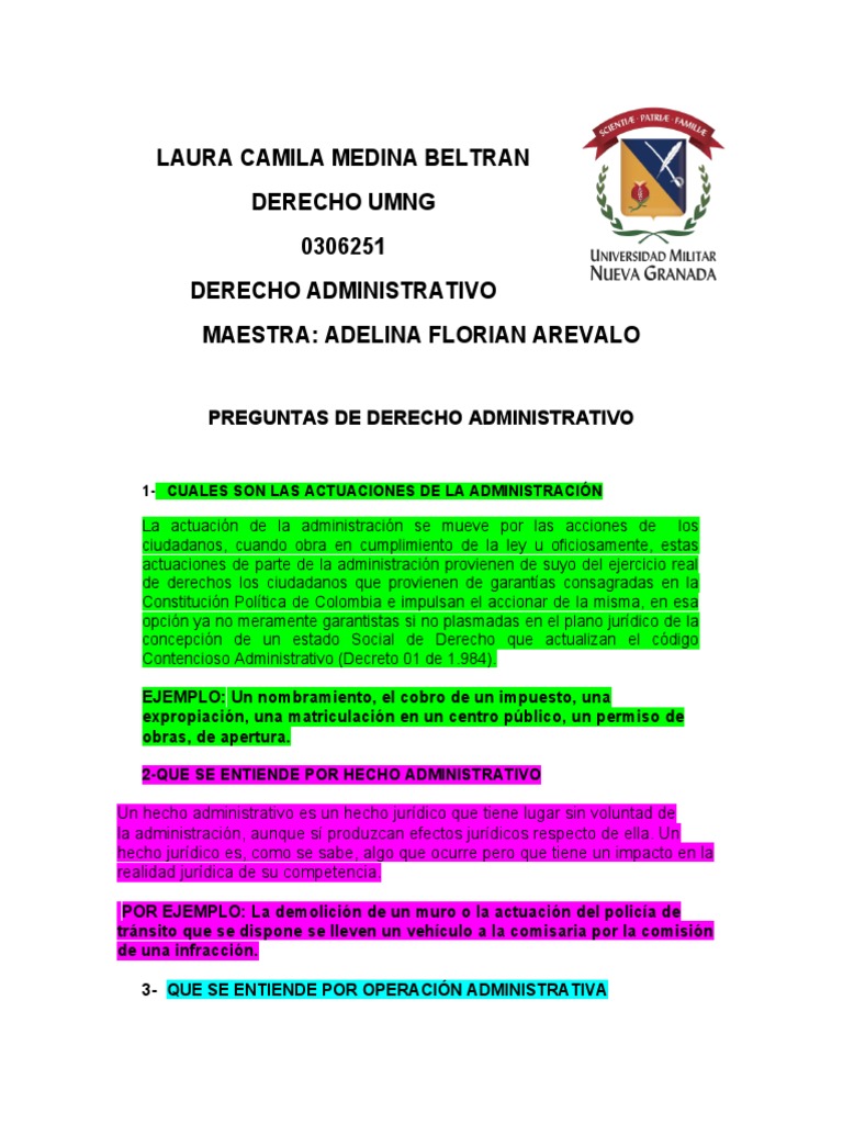 Preguntas de Derecho Administrativo | Descargar gratis PDF | Ley administrativa | Ley Pública
