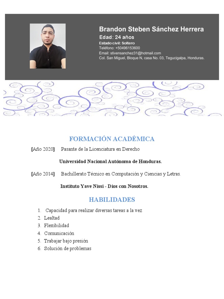CV de Brandon Steben Sánchez Herrera | PDF | Crecimiento personal y ...