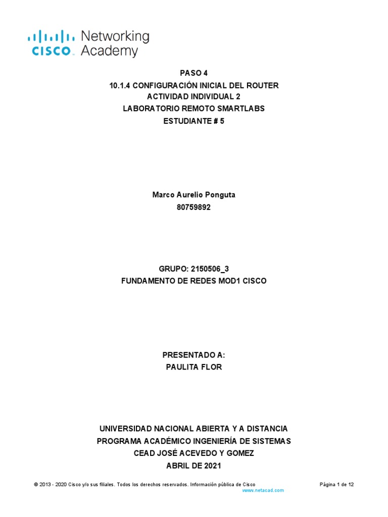 10 1 4 Packet Tracer Configure Initial Router Settings Pdf Contraseña Enrutador