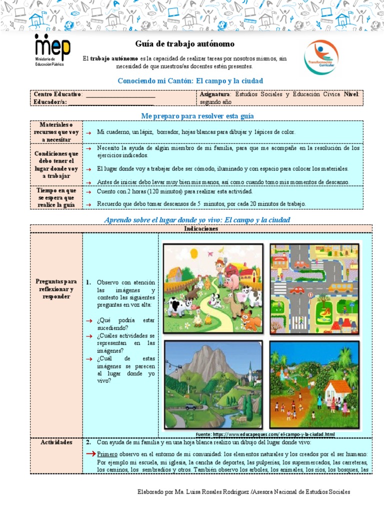 GTA Estudios Sociales Segundo Conociendo Mi Cantón El Campo y La Ciudad ...