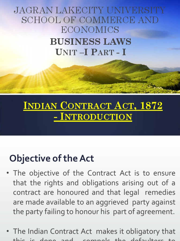 An Introduction to the Indian Contract Act of 1872: Key Concepts ...