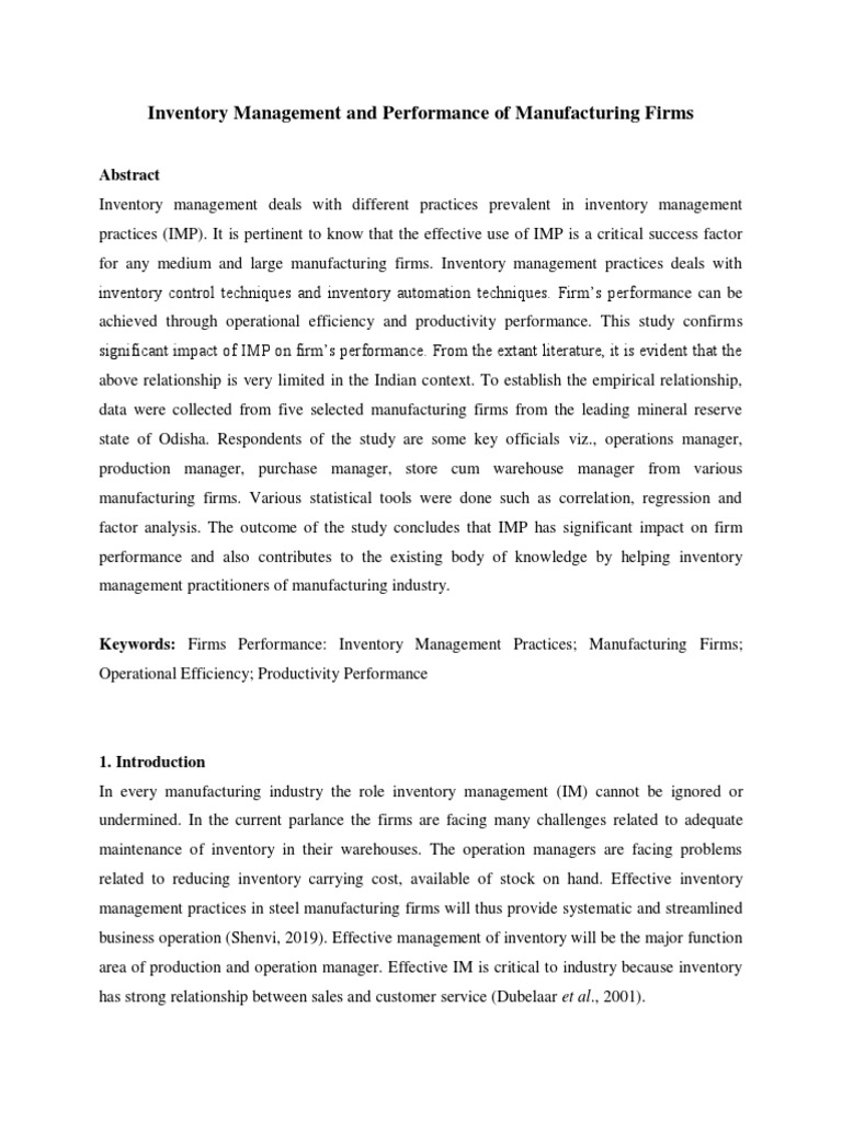 Author's Original Submission | PDF | Multicollinearity | Inventory