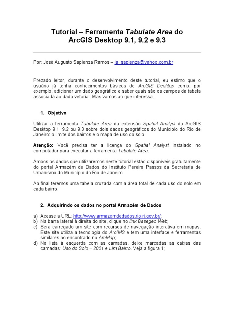 Arcgis Tabulate Area Pdf Ambiente De Desktop Janela Informática