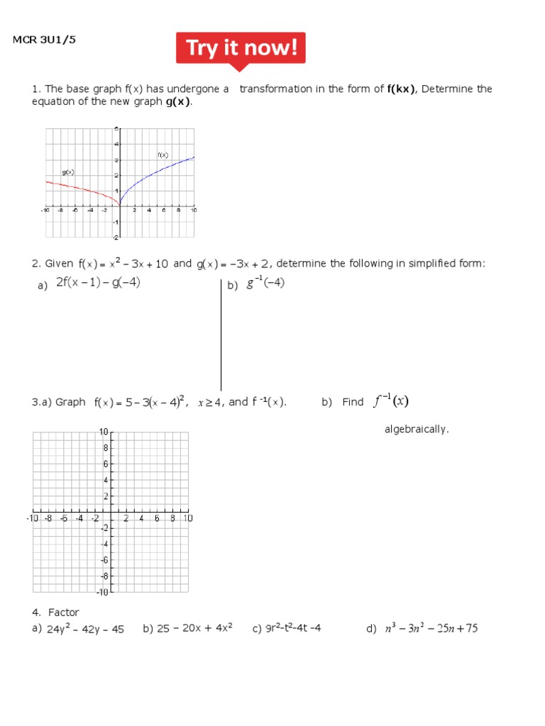 MCR 3u1 Exam Review (Try This!) (2021) | PDF