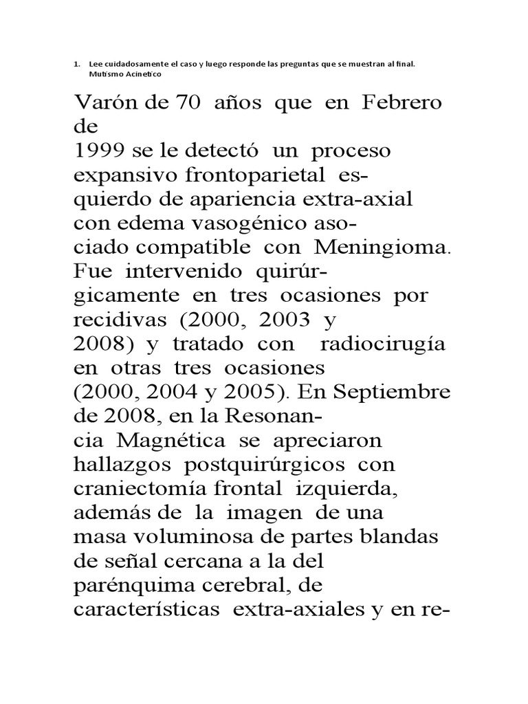 Caso clínico: Mutismo Acinético y TDAH | PDF | Desorden hiperactivo y ...