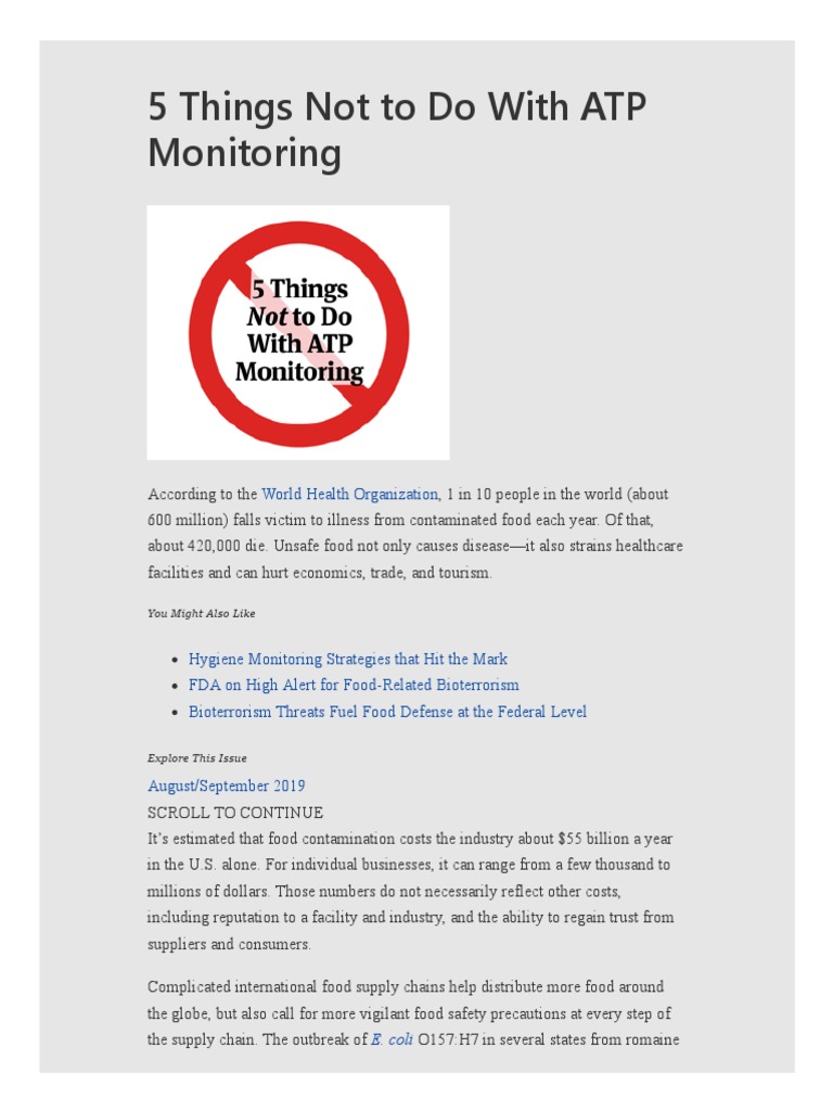 5 Things Not To Do With ATP Monitoring | PDF | Bacteria | Food Safety