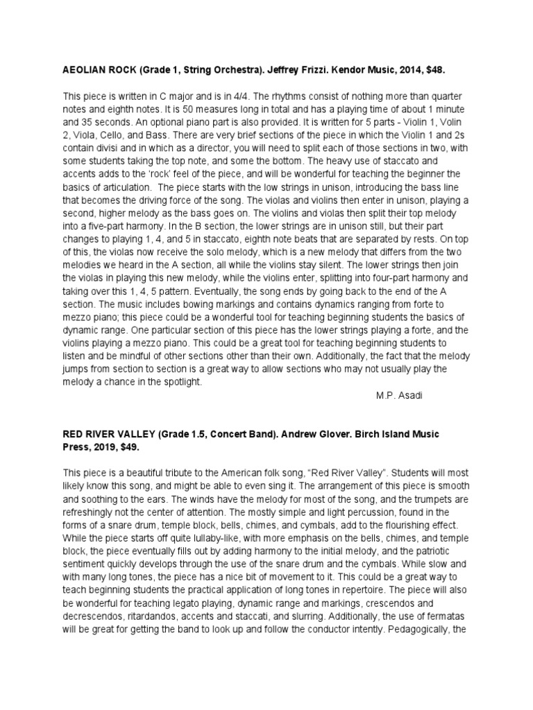 AEOLIAN ROCK (Grade 1, String Orchestra) - Jeffrey Frizzi. Kendor Music ...