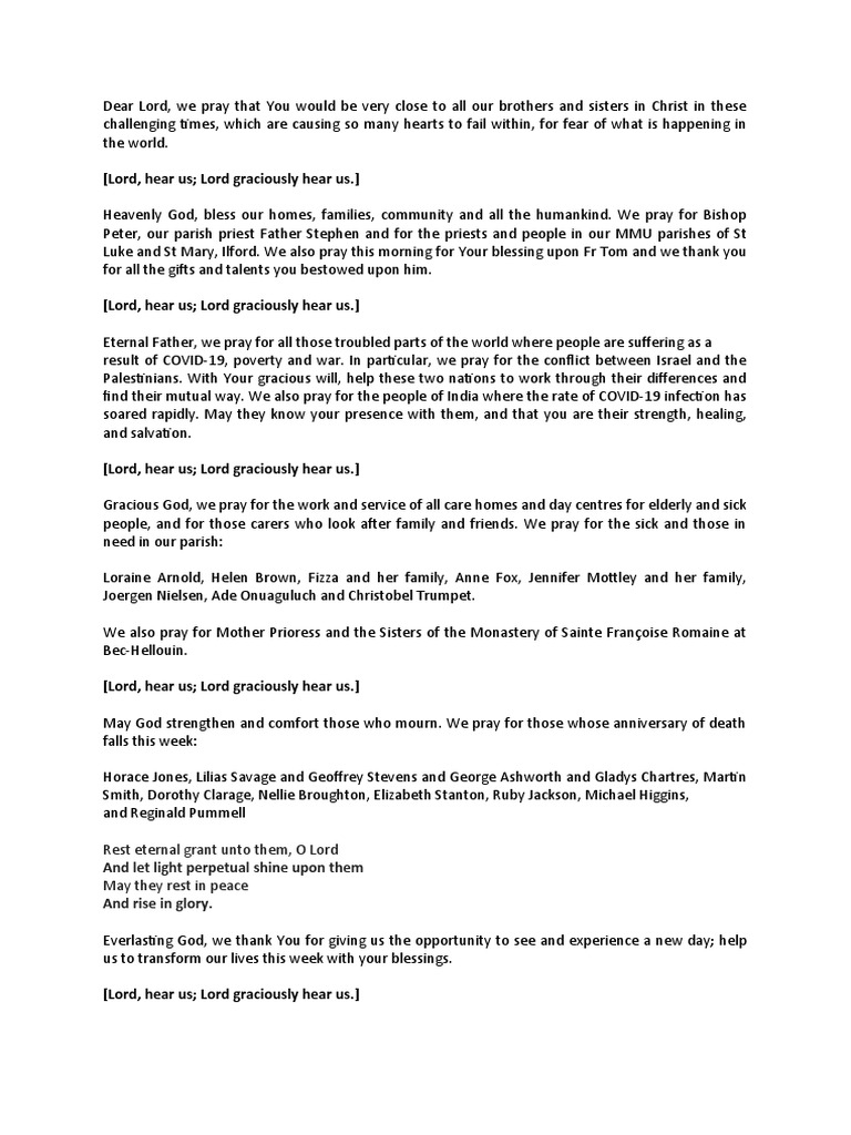 Prayer of Intercession 16th May 2021 | PDF