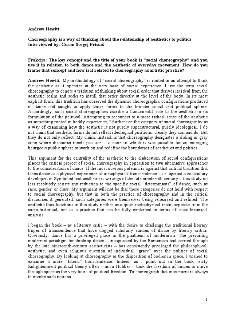 Andrew Hewitt Interwied | PDF | Aesthetics | Discourse
