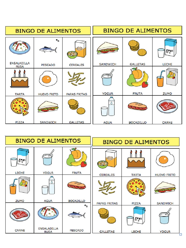 El Bingo de Los Alimentos | PDF